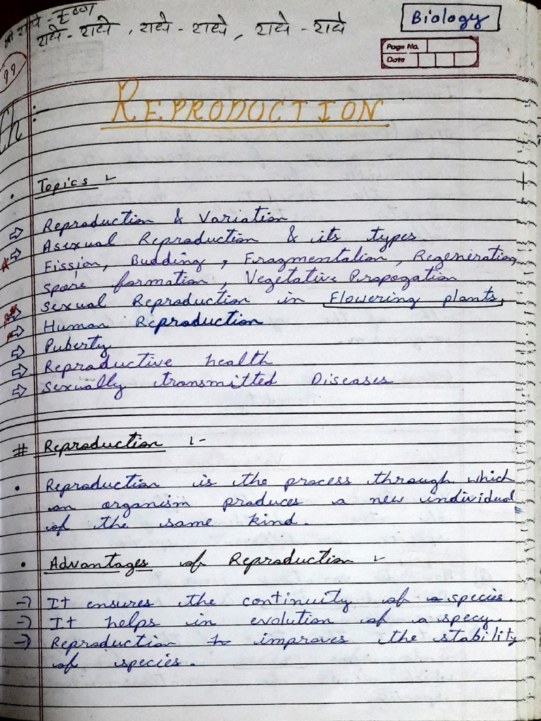 Class 10 Handwritten Notes Reproduction | PDF