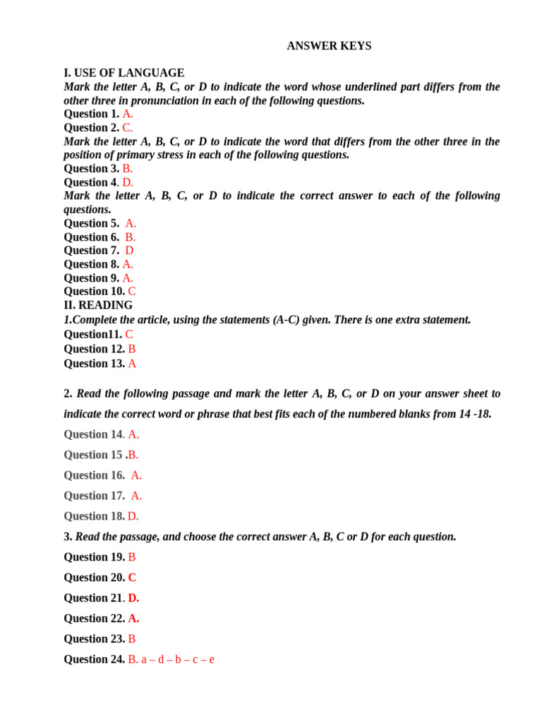 Comprehensive Answer Key Guide | PDF