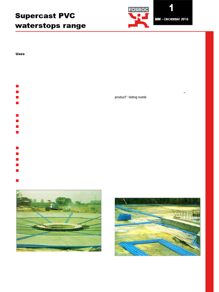 PDS Supercast PVC Waterstops Rang5048760 | PDF | Concrete | Welding