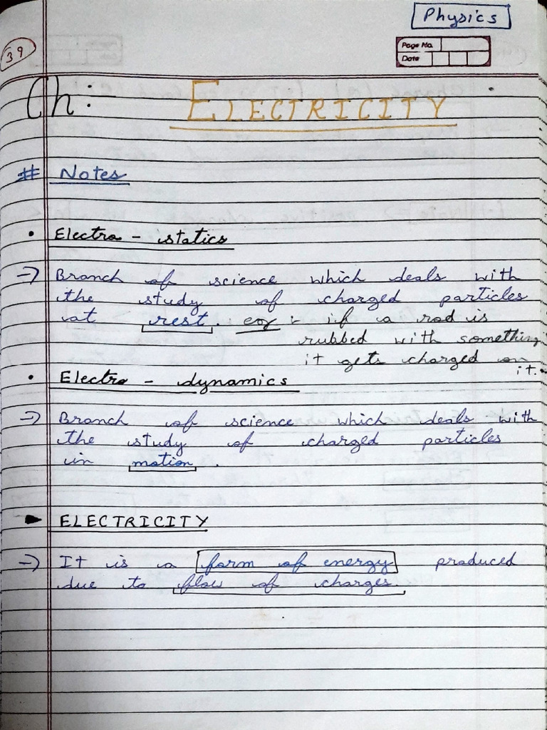 Class 10 Handwritten Notes Electricity | PDF