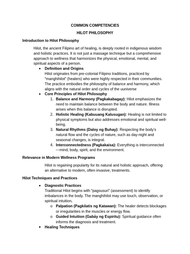 Hilot Philosophy and Client Assessment Guide | PDF | Alternative Medicine | Massage