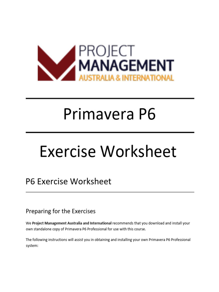 Primavera p6 Exercise Worksheet | PDF | Framing (Construction) | Wall