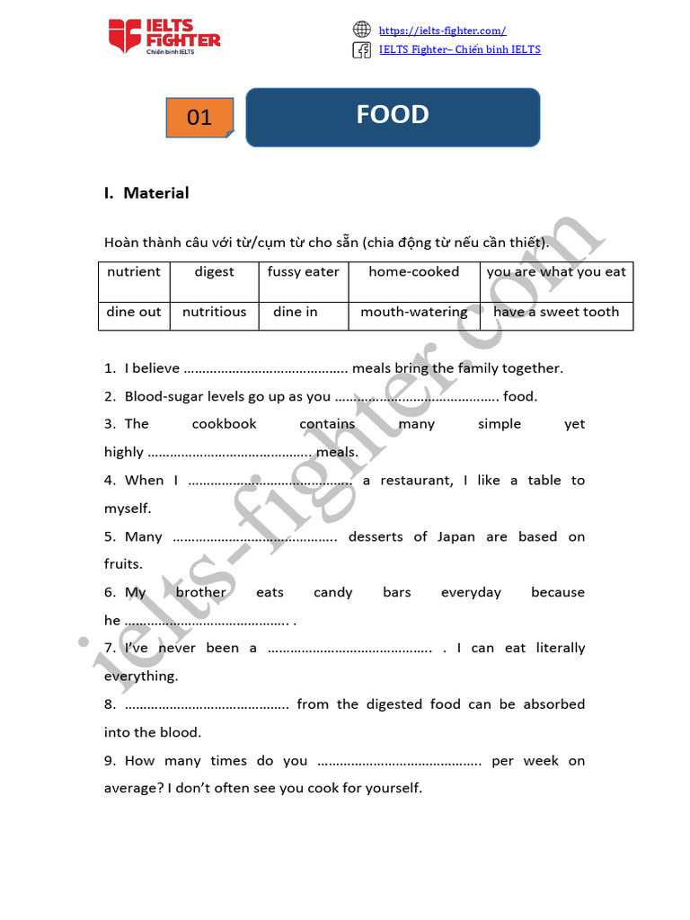 10 CHỦ ĐỀ SPEAKING PART 2 - UNIT 1 - FOOD | PDF | Cakes | Foods