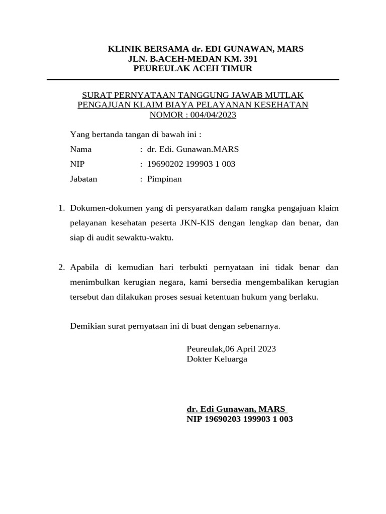 SURAT MUTLAK April 2023 | PDF