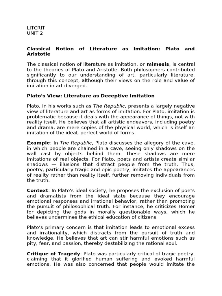 UNIT 2 literary criticism | PDF | Tragedy | Aristotle
