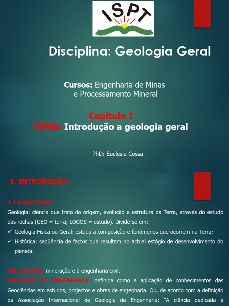 Introdução à Geologia Geral e Aplicações | PDF | Geologia | Fóssil