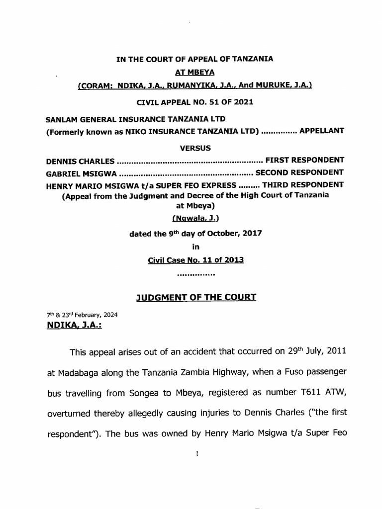 Sanlam Insurance Appeal Judgment Analysis | PDF | Legal Liability | Damages