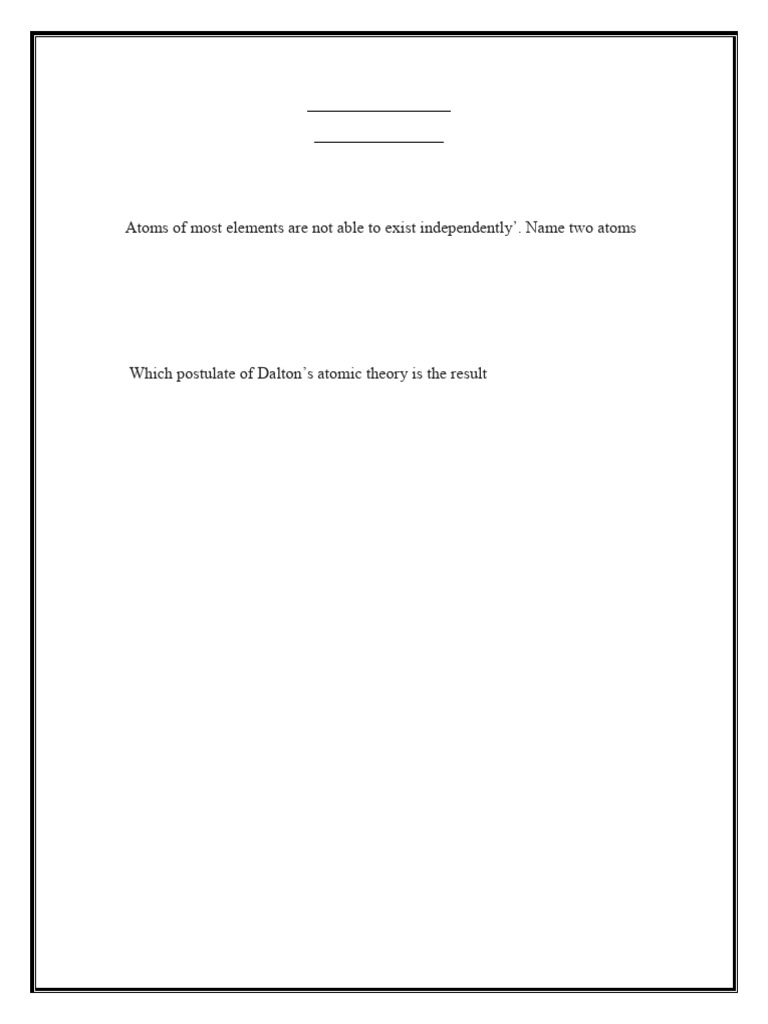 Atoms and Molecules Revision Worksheet | PDF