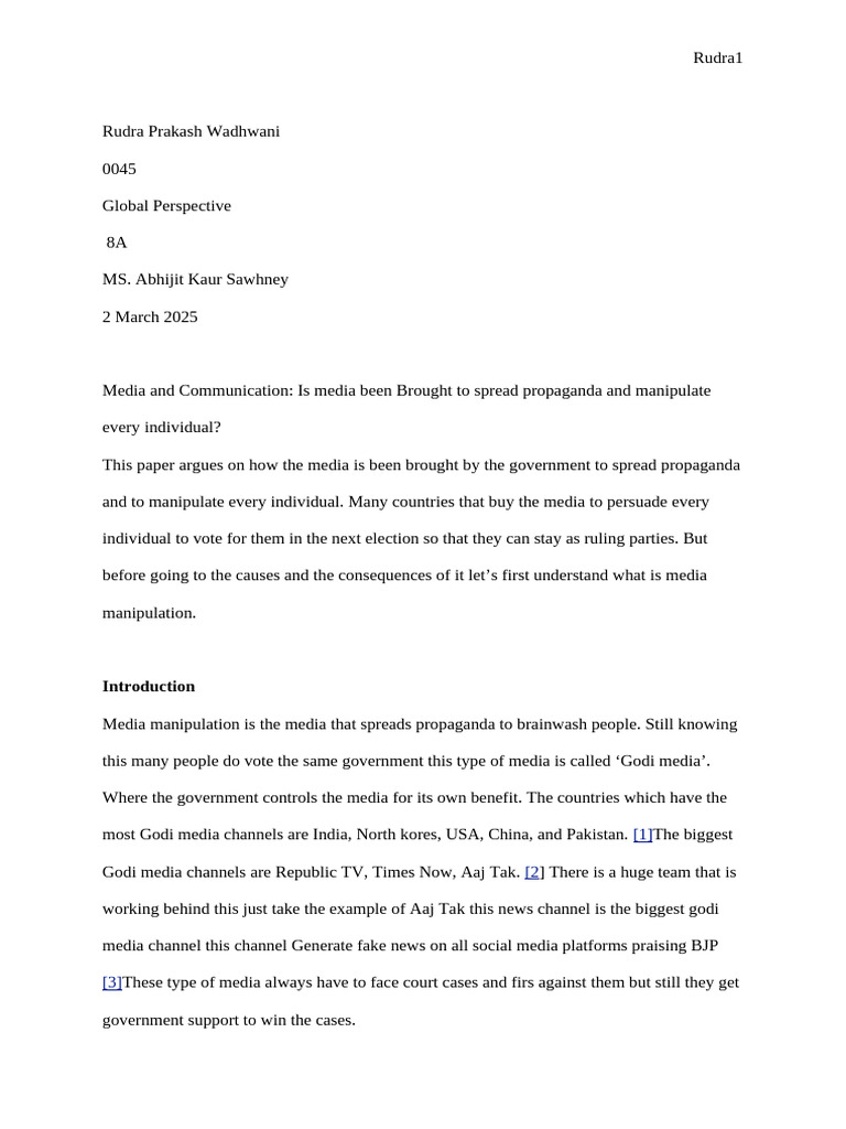 0045 Rudra Prakash Wadhwani | PDF | News | Mass Media