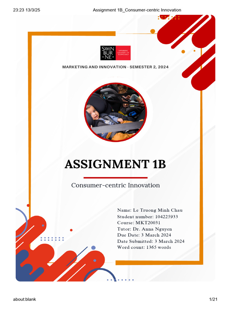 Assignment 1B - Consumer-Centric Innovation | PDF | Innovation | Marketing