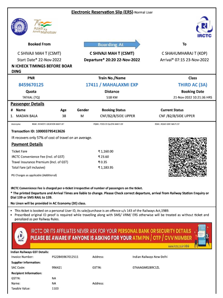 IRCTC Document | PDF