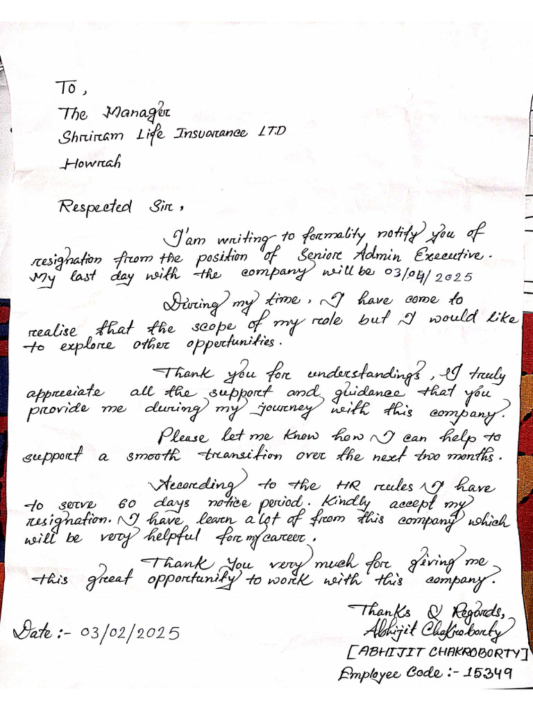 Resignation Letter From Abhijit Chakroborty | PDF
