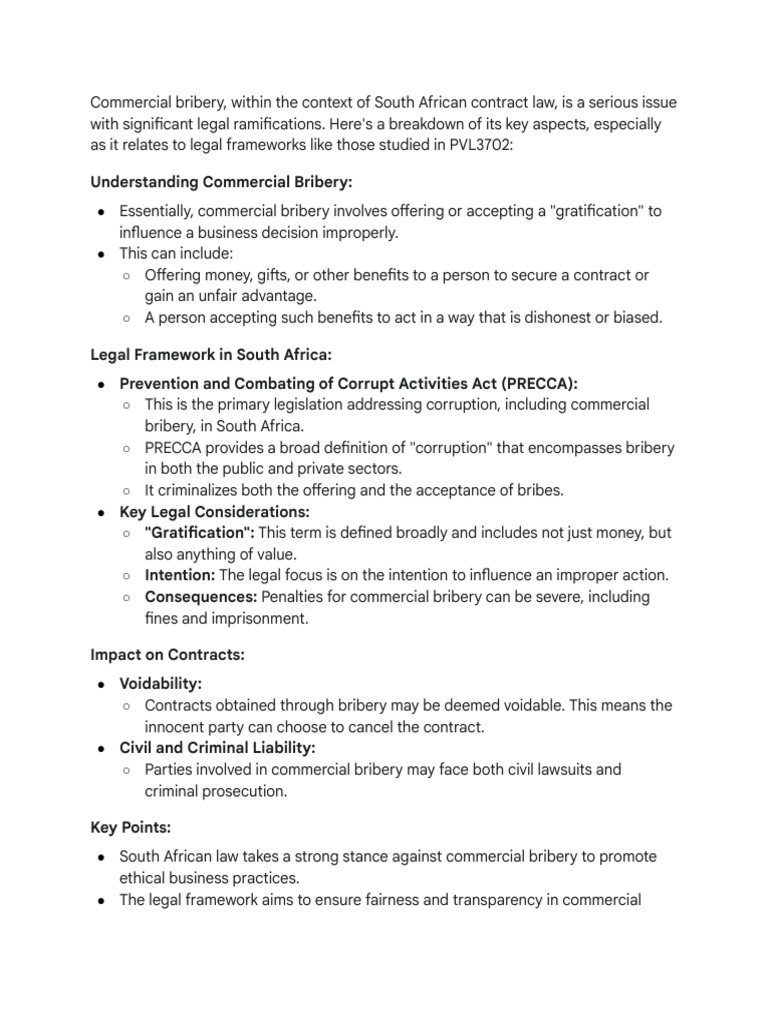 Commercial Bribery Chapter 4 (pvl3702) | PDF