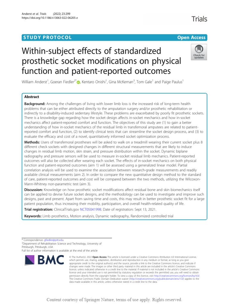 Within-Subject Effects of Standardized Prosthetic | PDF | Prosthesis ...