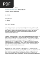 JP Morgan Cover Letter Example | PDF