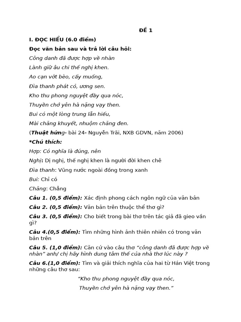 ÔN TẬP GIỮA KỲ II LỚP 10D1 | PDF