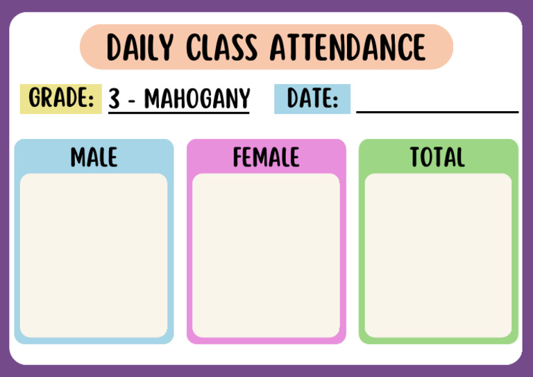 Daily Class Attendance Poster in Cream Brown Simple Style - 20250221 ...