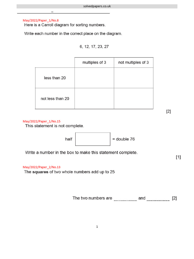 2022 17 Integers and Powers Checkpoint - Primary Mathematics | PDF