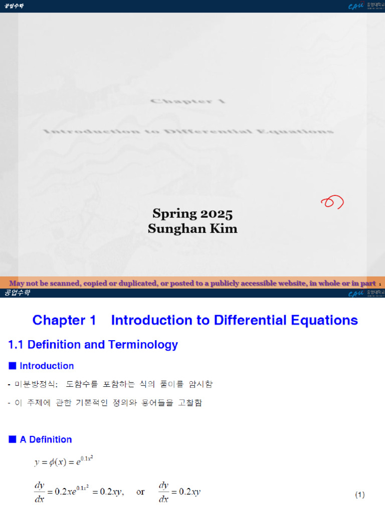 Chapter 1 Introduction To Differential Equations-Note20250312 | PDF