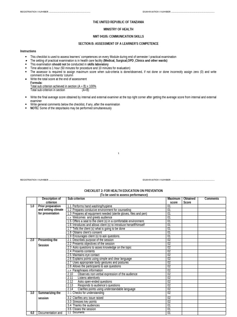 Checklist 1 - Health Education | PDF | Human Communication | Learning