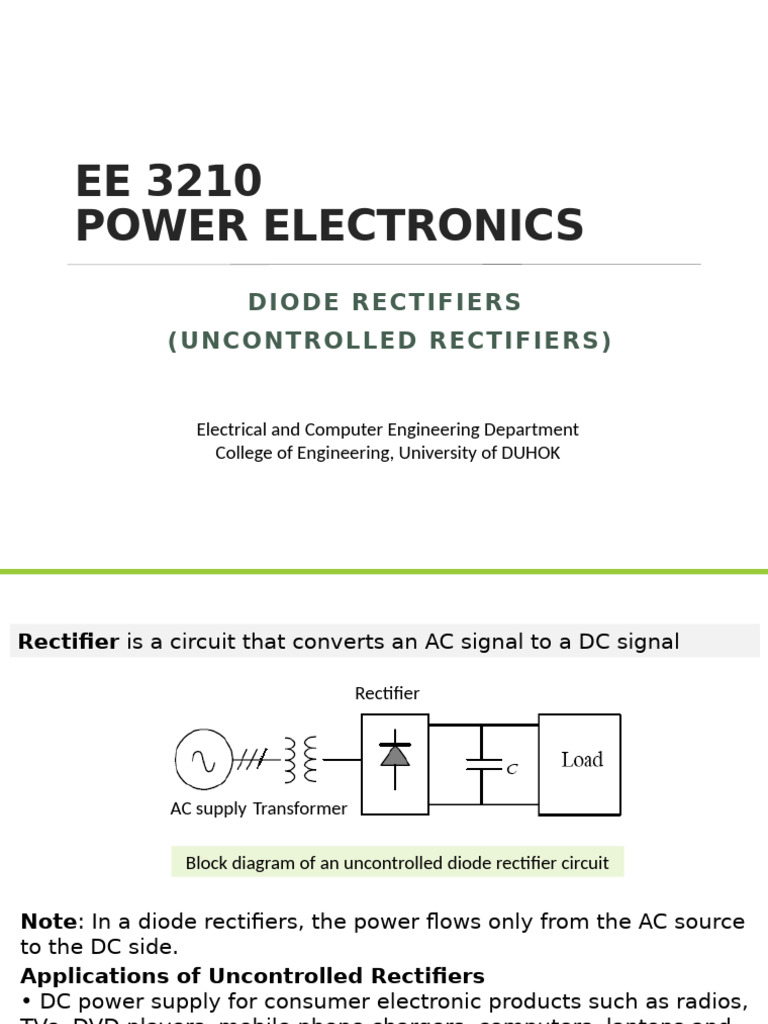 Lec 3 - Uncontrolled Rectifiers | PDF | Rectifier | Direct Current