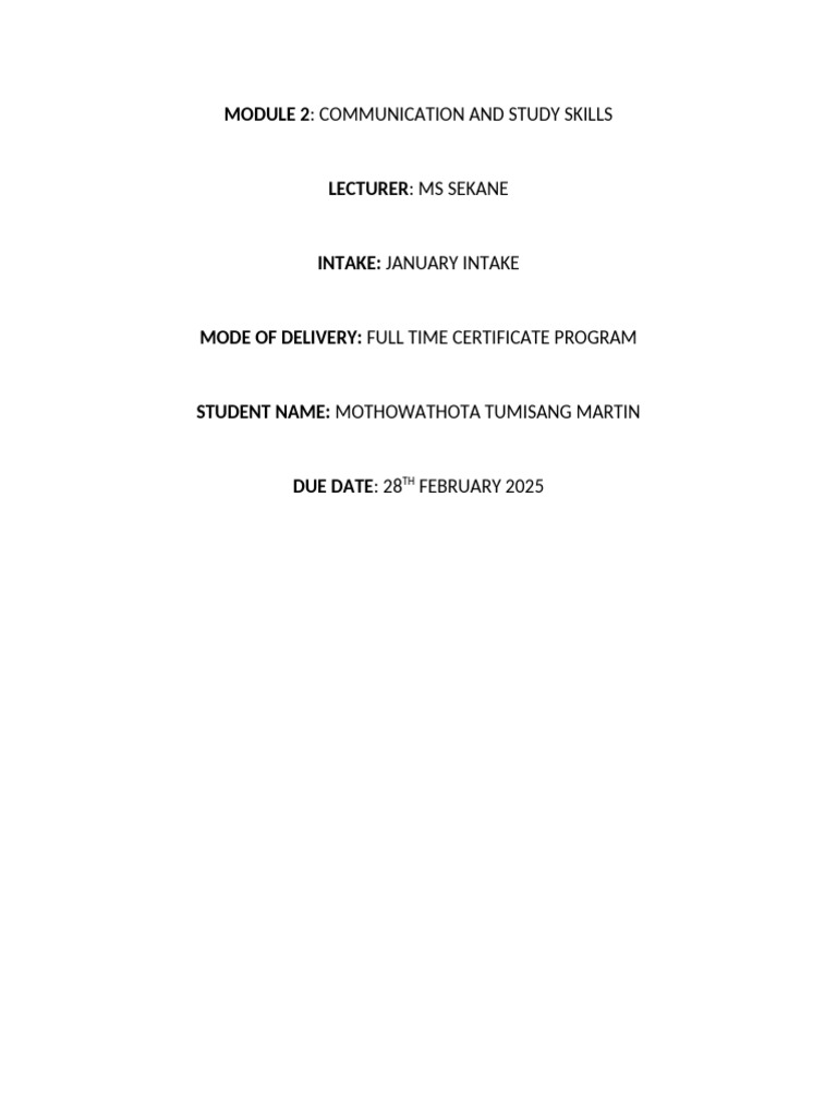 Communication and Study Skills | PDF | Communication | Learning