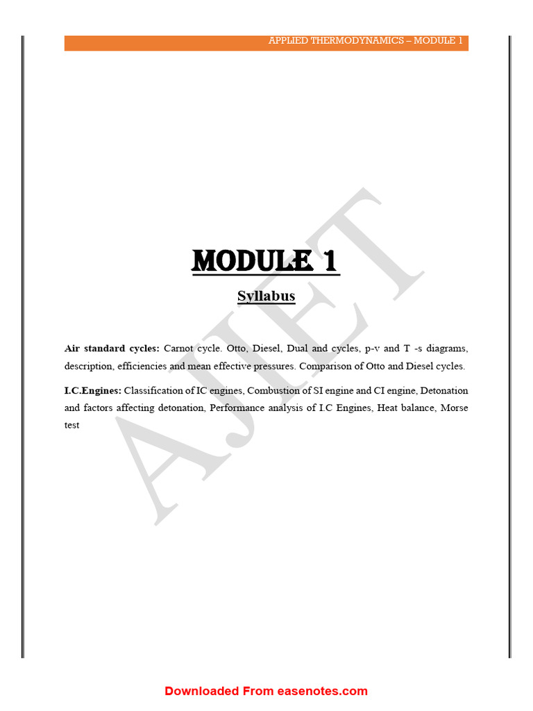 Applied Thermodynamics 2022 Scheme Vtu Notes Bme401 | PDF | Diesel ...