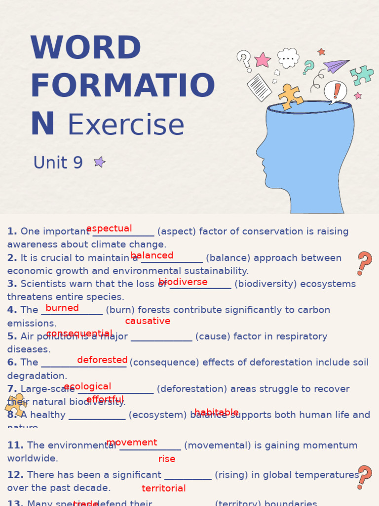 Word Formation Exercise | PDF | Deforestation | Endangered Species