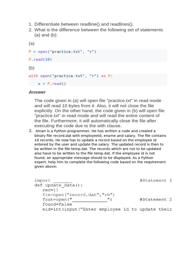 Differentiate Between Readline | PDF