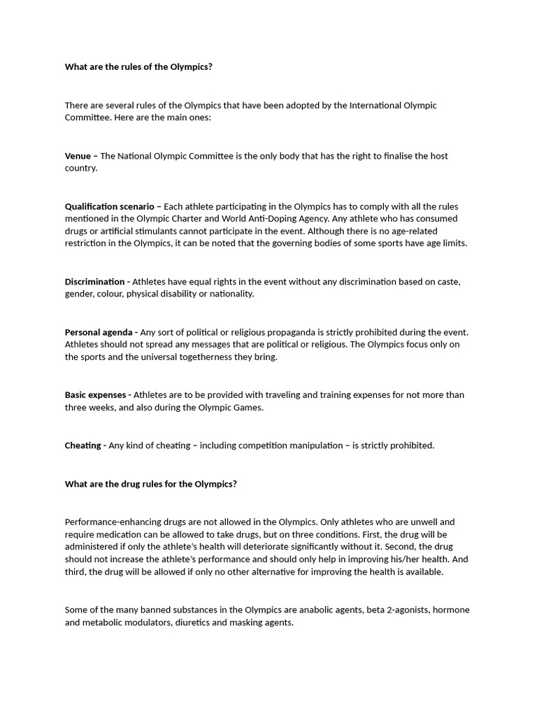 Olympic Rules and Participation Guidelines | PDF | Olympic Games ...