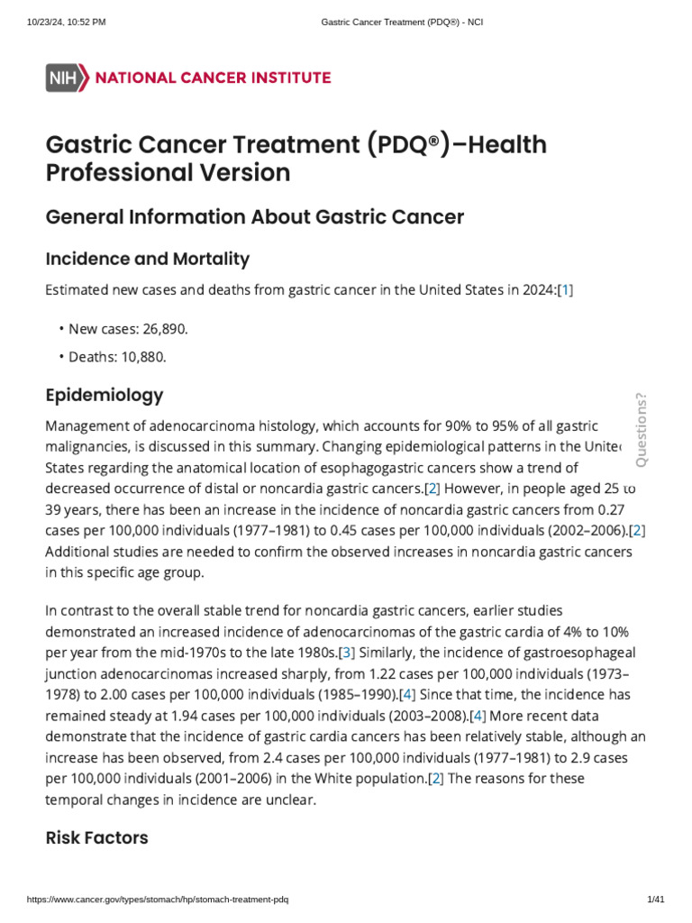 Gastric Cancer Treatment Pdq® Nci Pdf Metastasis Stomach 2452