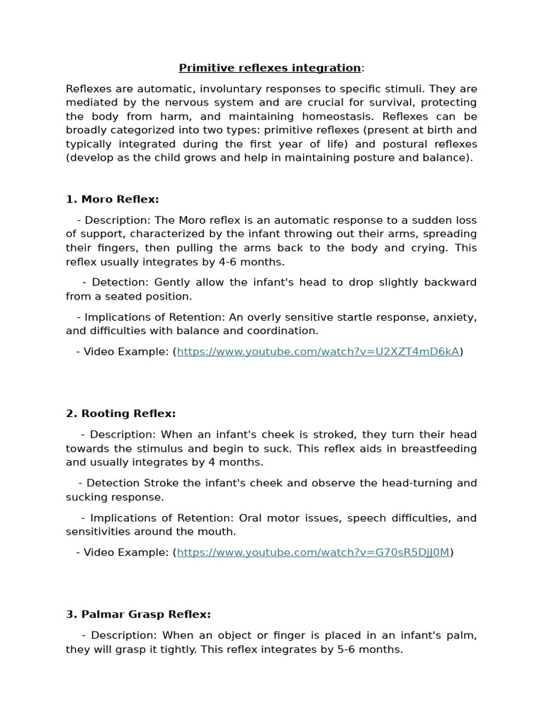 Primitive Reflexes Integrat | PDF | Strength Training