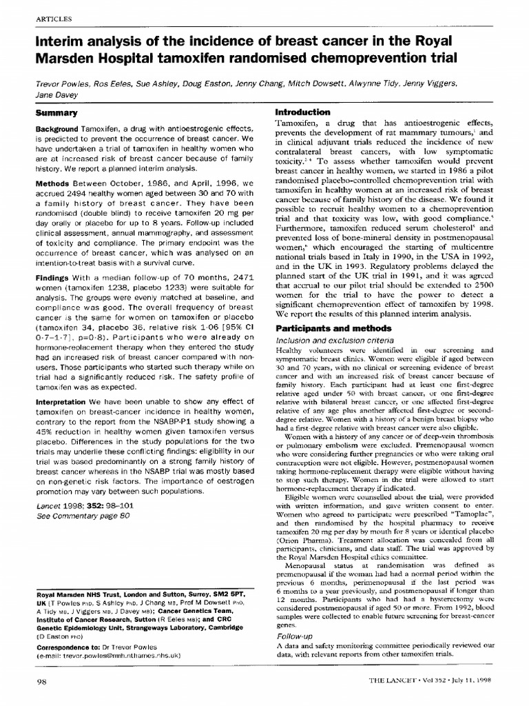 Interim Analysis of The Incidence of Bre | PDF | Menopause | Hormone ...