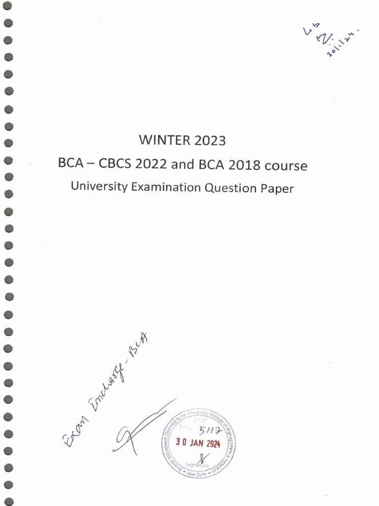 Bca Winter 2023 QP | PDF