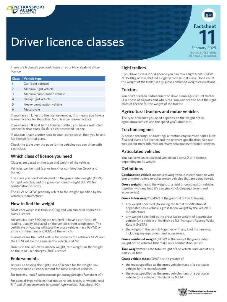 11 Driver Licence Classes | PDF | Trailer (Vehicle) | Motor Vehicle