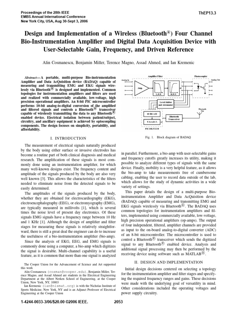 Design and Implementation of A Wireless (Bluetooth®) Four Channel Bio ...