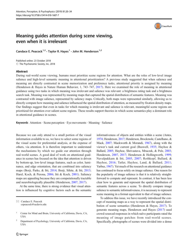 Meaning vs. Salience in Visual Attention | PDF | Attention | Variance