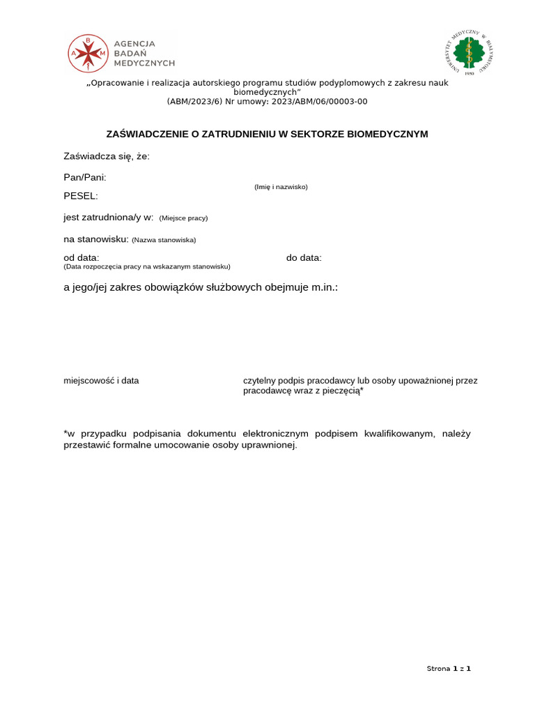 Zaswiadczenie o Obowiazkach | PDF