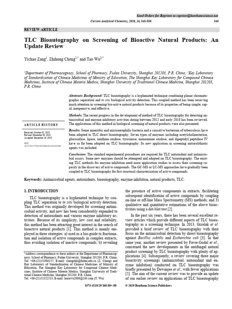 TLC-Bioautography Zang2020 | PDF | Thin Layer Chromatography | Enzyme ...