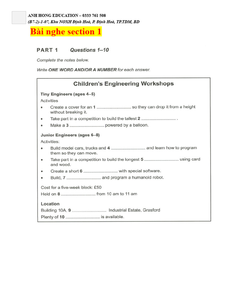 Part 1 - Listening Practice - Fill in The Blanks | PDF