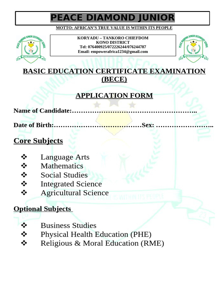 Admission Form | PDF