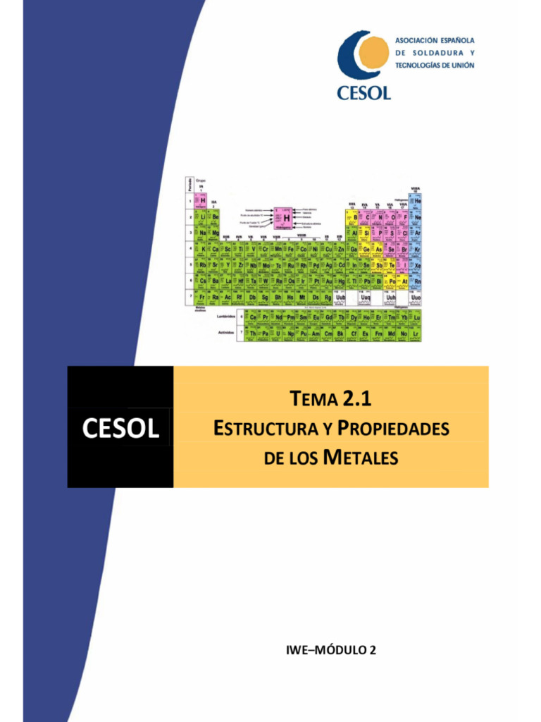 Tema 2.1 Estructura y Propiedades de los Metales | PDF