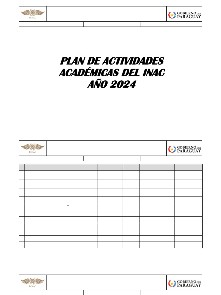 PLAN_DE_ACTIVIDADES_ACADEMICAS_INAC_-_2024 | PDF | Aeroespacial | Aeronáutica