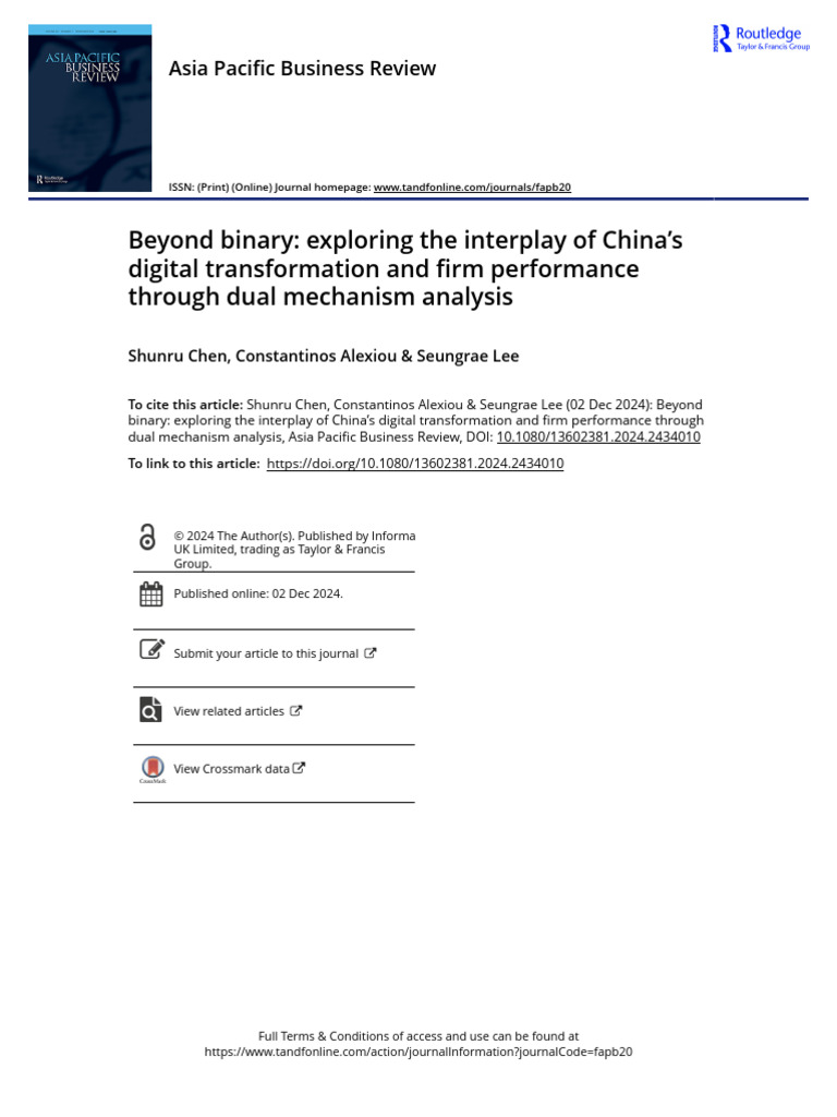 Beyond binary exploring the interplay on China s digital transformation and firm performance ...