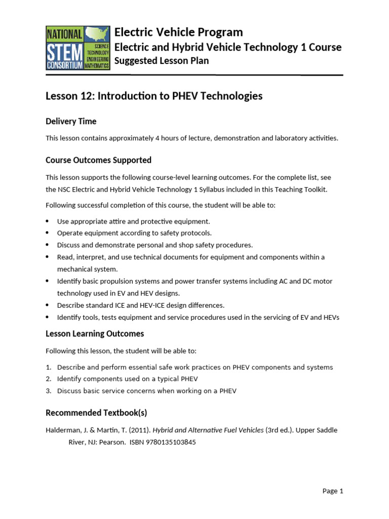 EVT EHVTech 12 Lesson PHEVTechnology | PDF | Plug In Hybrid | Hybrid Electric Vehicle