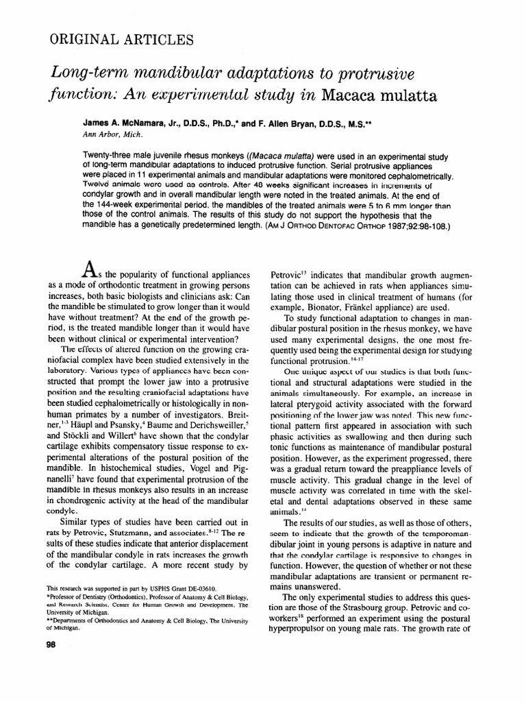 Long Term Mandibular Adaptation | PDF | Dentistry Branches
