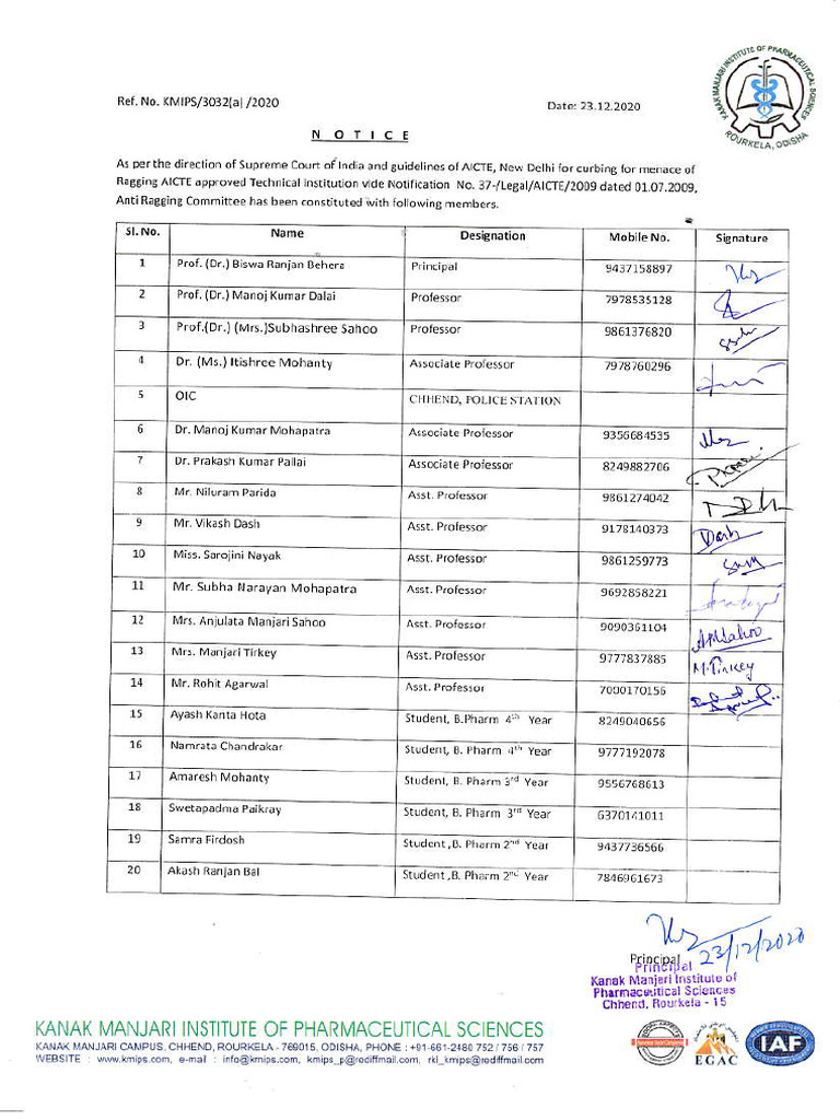 Antiragging Committee & Suad (20-1-2025) | PDF