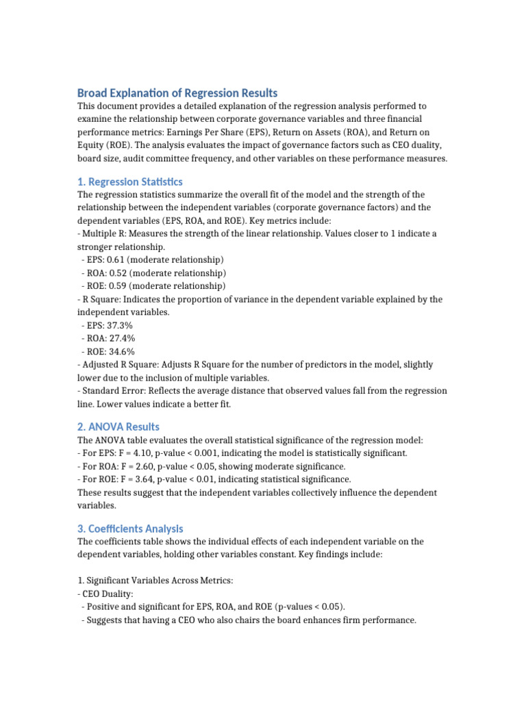 Regression Analysis Explanation | PDF | Coefficient Of Determination | Regression Analysis