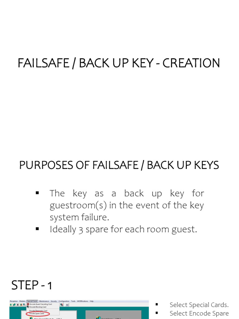 FAILSAFE - BACK UP KEY CREATION | PDF