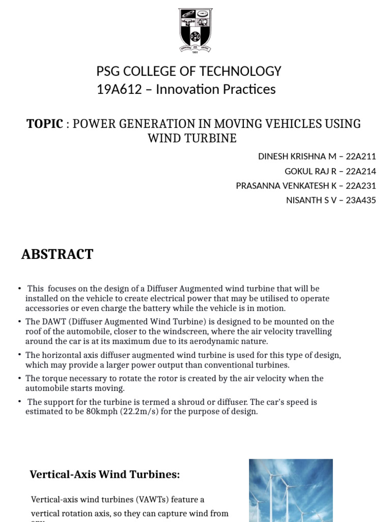 Ip Project Ppt 22 | PDF | Turbine | Wind Turbine